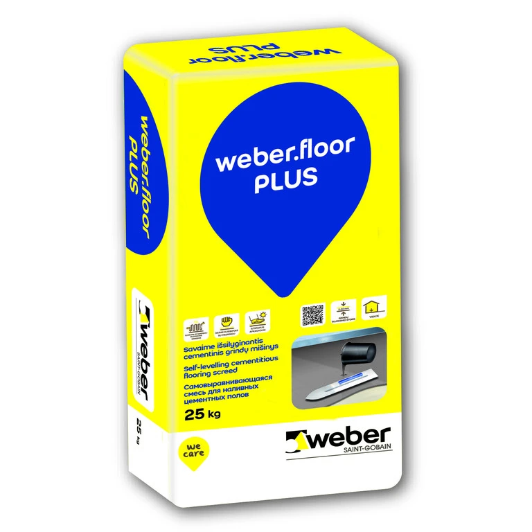 weberfloor PLUS | Savaime išsilyginantis cementinis grindų mišinys